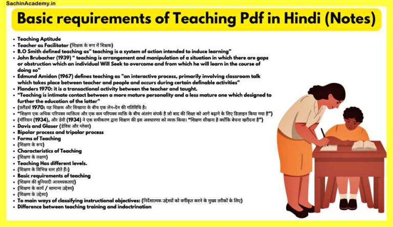 Basic Requirements Of Teaching Pdf In Hindi (Notes)
